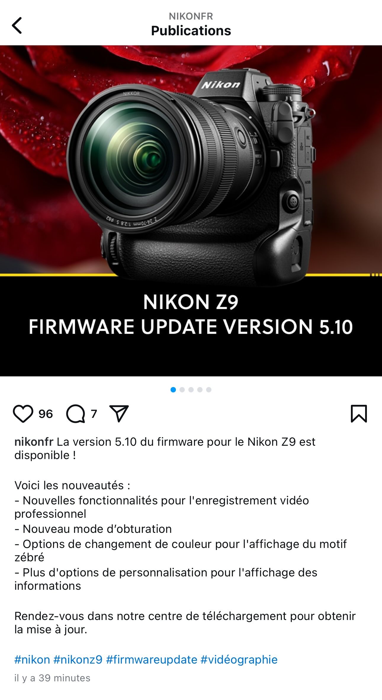 Nikon Pháp đã rò rỉ bản cập nhật firmware Z9 phiên bản 5.10 trên Instagram - ONTOP.vn